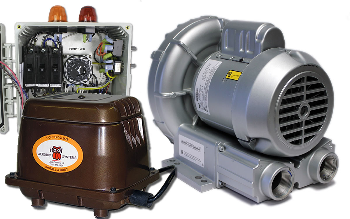 Hoot Aerobic Septic System Parts - Air Pumps, Control Panels